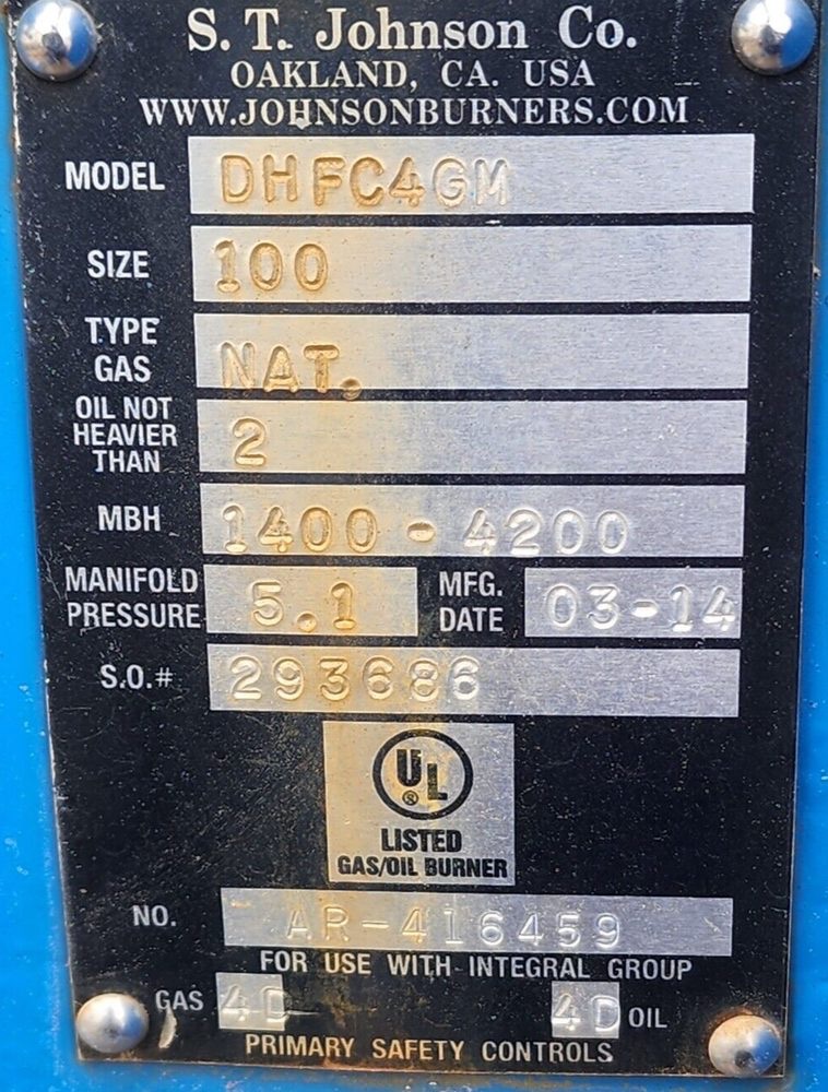 Mohawk 508L, 100HP Superior Steam Boiler, 150PSI, 3,450Lb/h., 4 Million ...