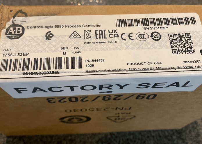 2023 Allen-Bradley 1756-L83EP, ControlLogix 558 Process Controller, 10 ...